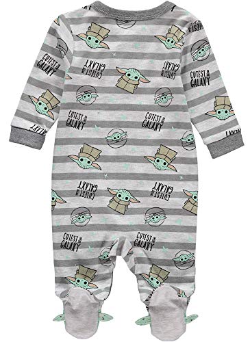 Happy Threads Star Wars Baby Boys One Piece Sleeper - Footed Baby Pajamas - Baby Boy Clothes - Footie Pajamas (Grey/Green/Brown, 6-9 Months)