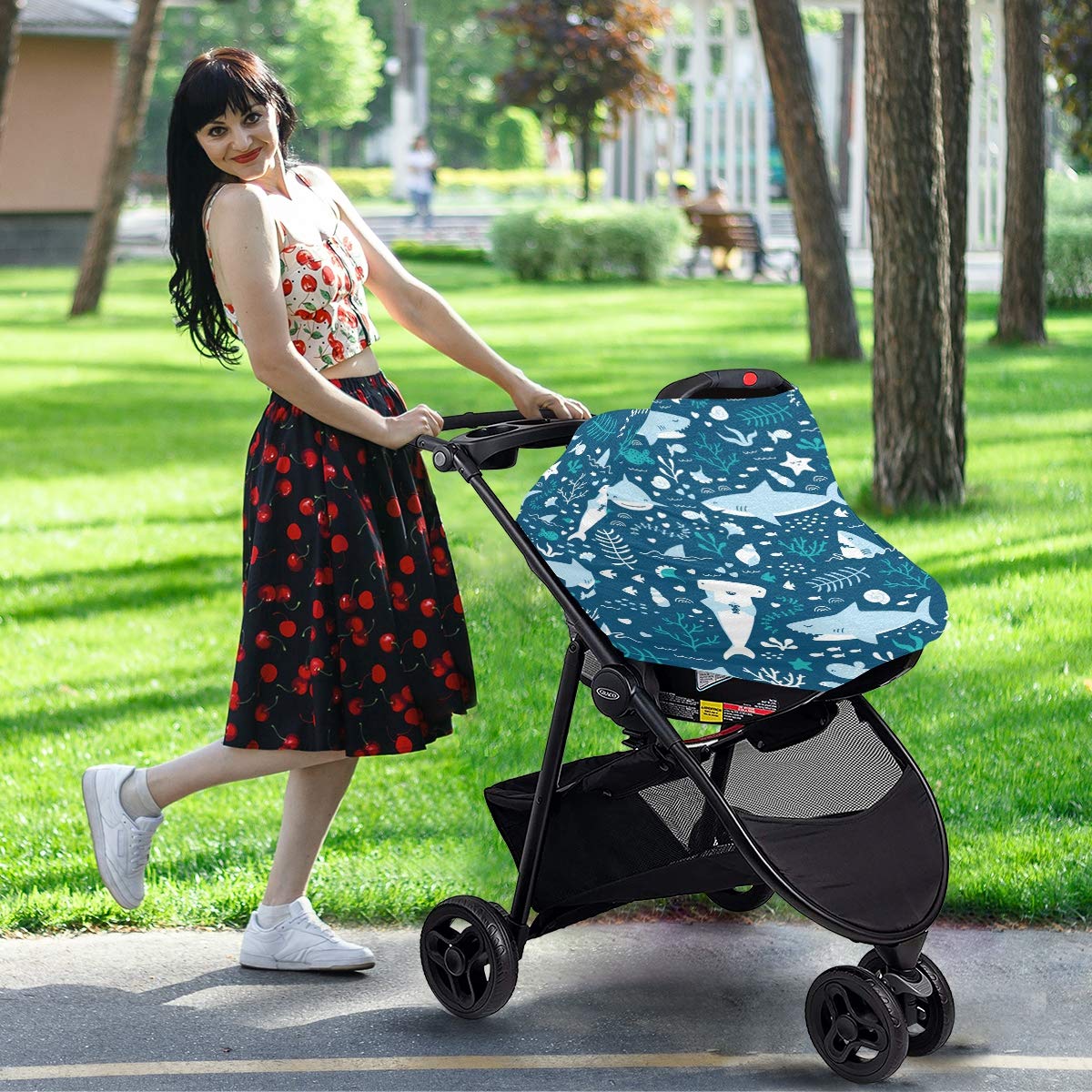 Nursing Cover Breastfeeding Scarf Cute Sharks - Baby Car Seat Covers, Stroller Cover, Carseat Canopy (801i)