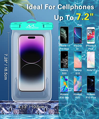 MoKo Floating Waterproof Phone Pouch [2 Pack], Floatable Phone Case Dry Bag with Lanyard Compatible withiPhone 14 13 12 11 Pro Max X/Xr/Xs, SE 3, Samsung S21/S20/S10/S9/S8, Sky Blue+Mint Green
