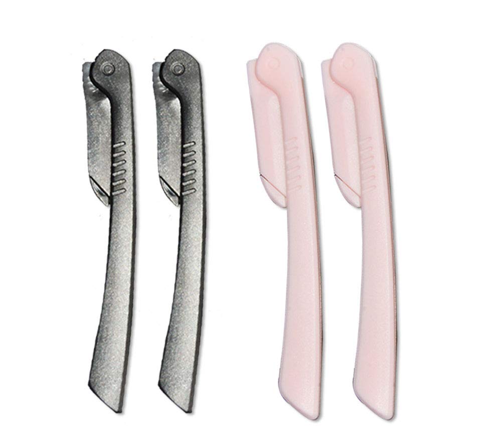 WOIWO 4 PCS Stainless Steel Black Macro Mesh Folding Eyebrow Shaping Knife For Men And Women Eyebrow Shaving Knife for Eyebrow Shaving Razor for Cosmetic Tools