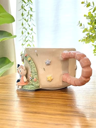 Adorable white bears cup. Cute Handmade ceramic cup, Hand-painted mug, Unique Surprise gift for Christmas or Birthday. Dishwasher and Microwave safe