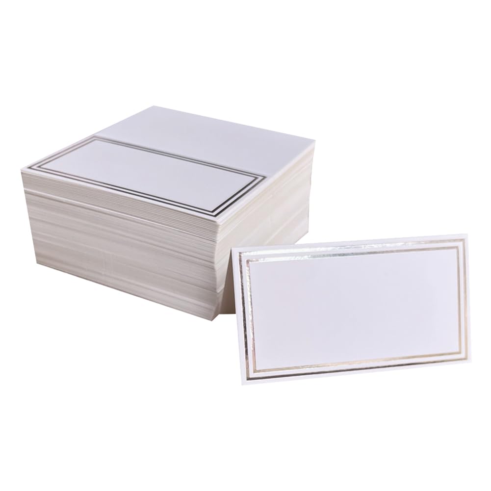 ccHuDE 50 Pcs Table Place Cards Tent Name Place Cards Folded Table Setting Cards Blank Table Number Signs with Foil Border for Wedding Party Gold