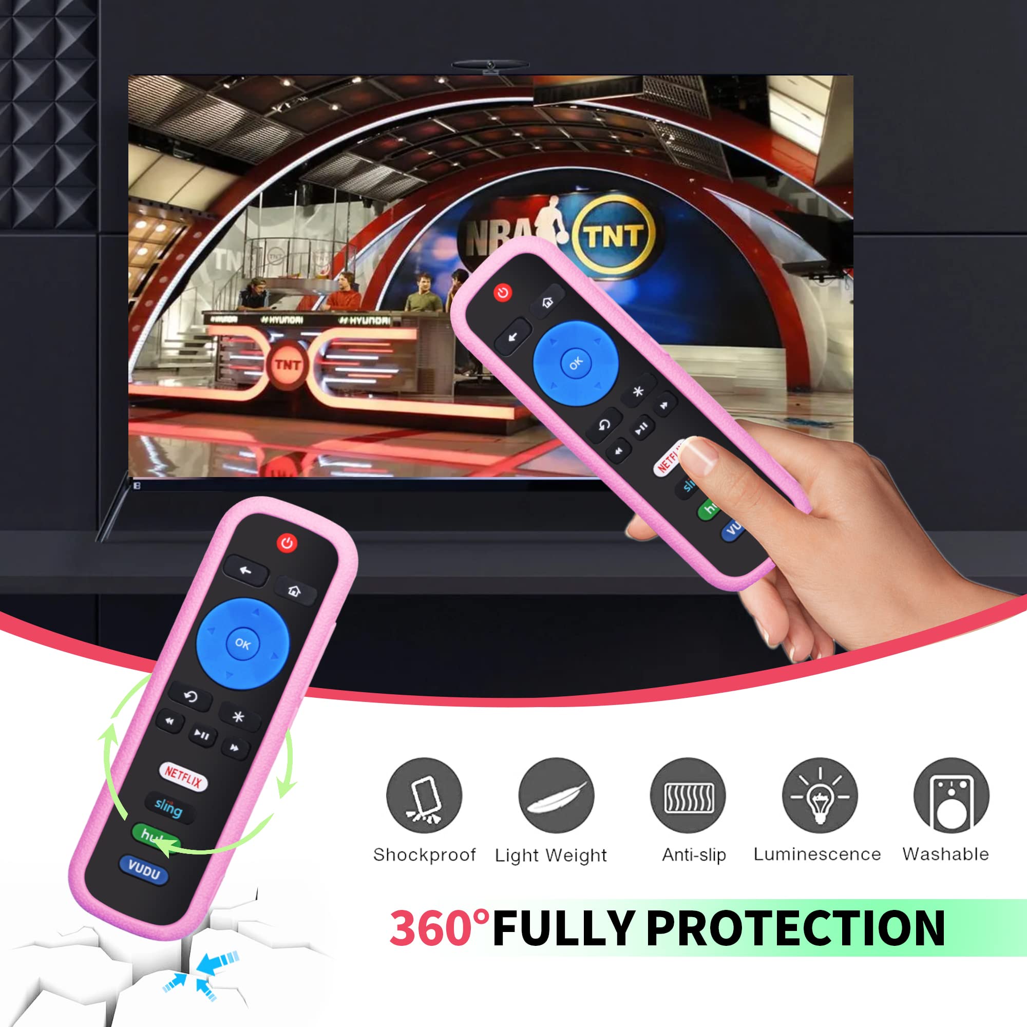 4 Pack Remote Case for Roku,Glowing Remote Cover, Remote Cover Battery Cover for Roku Voice Remote Official, Silicone Universal Protective Sleeve