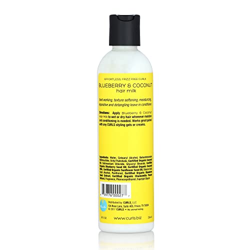 Curls Blueberry Bliss Blueberry & Coconut Hair Milk - 8 fl oz, Leave In Conditioner and Styler, Moisturizing & Nourishing, for Curly, Natural, and Coily Hair