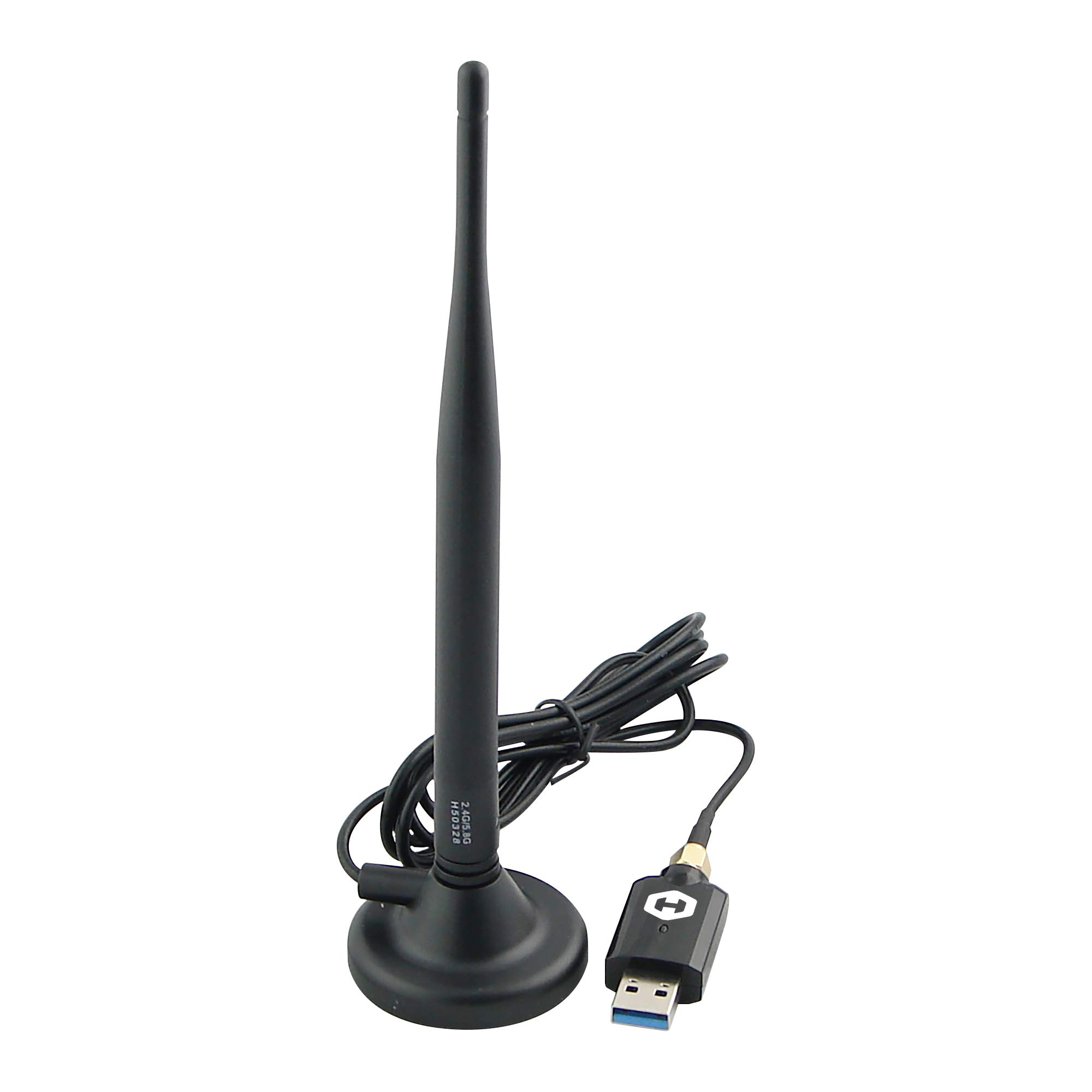 HiRO H50355 Dual Band 802.11ac 11ac AC1200 5G 5GHz 867Mbps Wireless WiFi WLAN USB Network Adapter 5dBi Omnidirectional Antenna 5ft Shielded RG-174 Cable RP-SMA Connector Windows 10 Windows 8.1 8 7