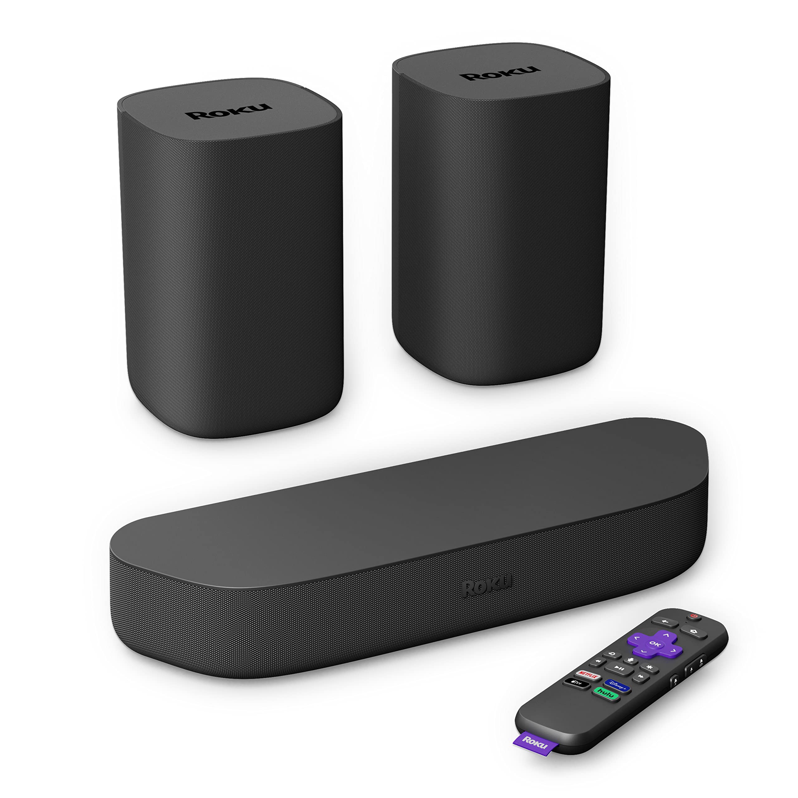 Roku Streambar Wireless Speakers | 4K HDR Streaming Device & Premium Soundbar All in One, Two Wireless TV Speakers, Voice Remote, Free & Live TV