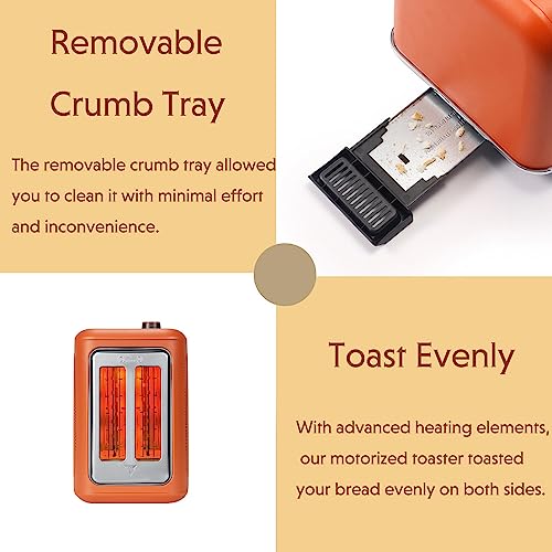 BUYDEEM DT730 Motorized Toaster, 2-Slice Smart Digital Leverless Toaster with LCD Countdown Timer, 9-Shade Settings for Toast, Bagels, Waffles, Muffins