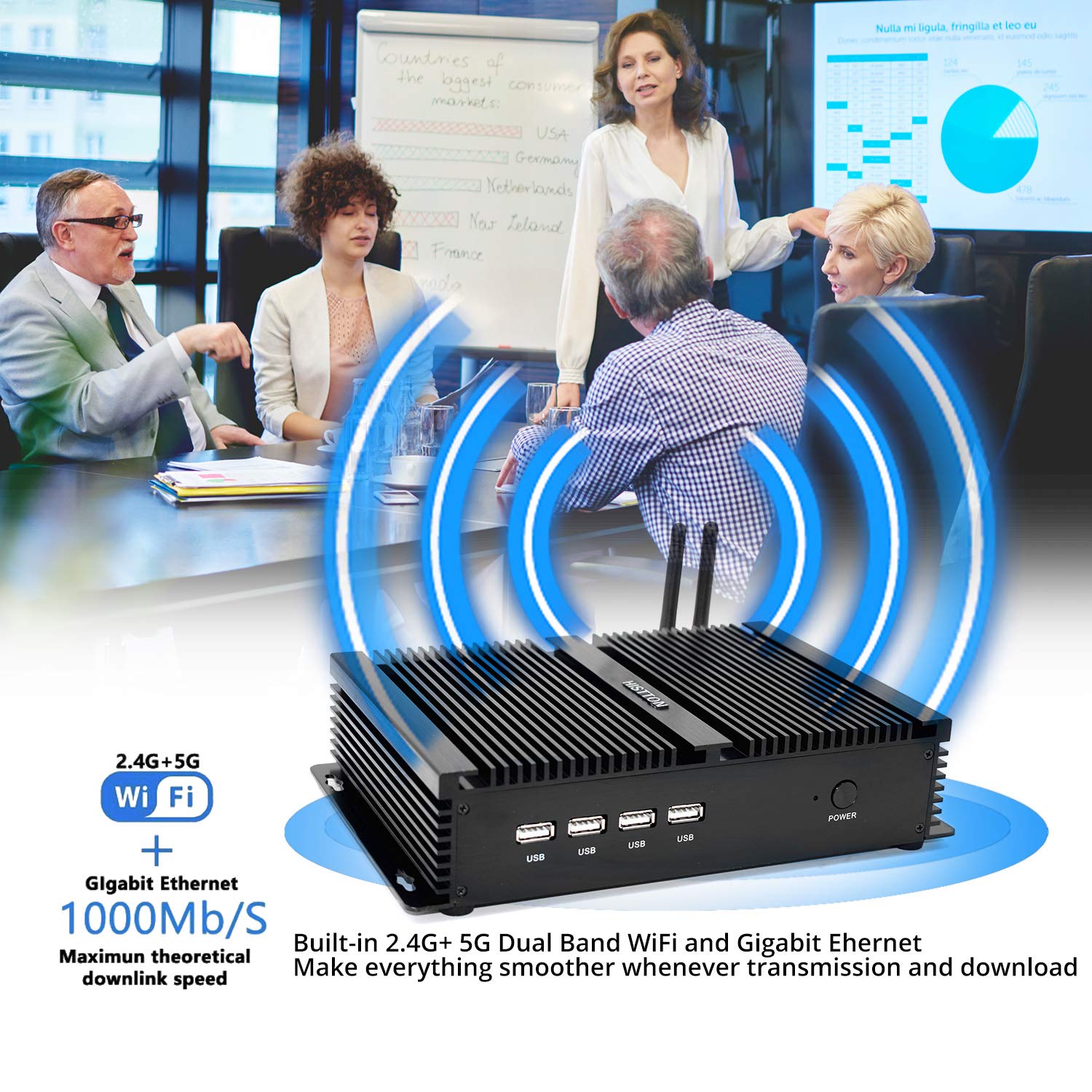 HISTTON Mini PC Windows 10 Pro, Fanless Mini Industrial Computer, Core i5-3317U Processor 8GB RAM 256GB SSD, Wi-Fi/Gigabit Ethernet/VGA&HDMI, 4K Dual Output, Mini Desktop Computer