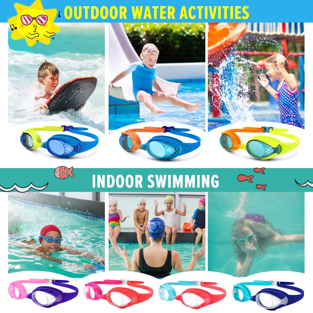 OutdoorMaster Kids Swim Goggles 2 Pack - Quick Adjustable Strap Swimming Goggles for Kids - D