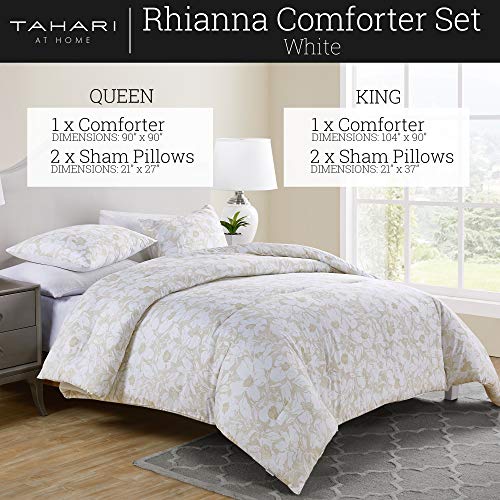 Tahari Home - Full Comforter Set, 3-Piece Bedding with Matching Shams, Stylish Room Decor (Rhianna Taupe, Full/Queen)