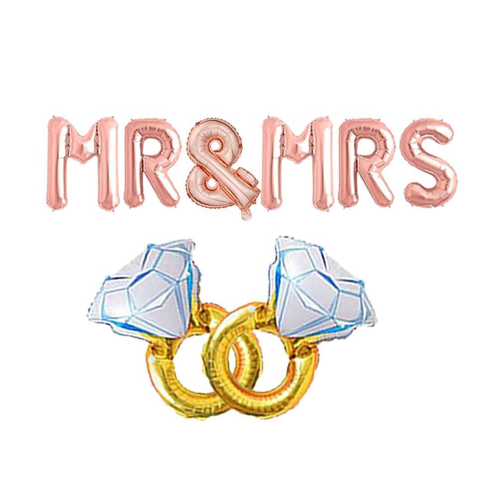 Rose Gold Mr & Mrs Balloons, Wedding/Engagement/Bridal Shower/Bachelorette Party Sign Supplies Decorations