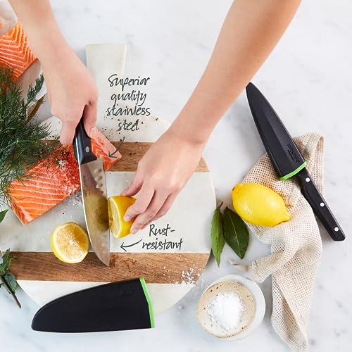Wiltshire Staysharp Triple Rivet Duo Set Santoku & Utility Knife 2pc, Knives Built-In Sharpener,Sharp At All Times, Lifetime Performance, Slim Scabbard, Ergonomic Triple Rivet Handle, 10Year Guarantee