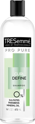 TRESemmé Pro Pure Shampoo Sulfate-Free for Curly Hair Curl Define Hair Shampoo with 0% Sulfates, Parabens, Mineral Oils and Dyes. 16 oz