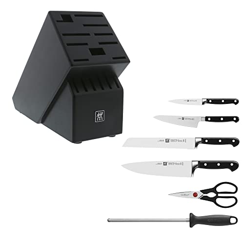 ZWILLING Professional S 7-Piece Razor-Sharp German Block Knife Set With Black Rubberwood Block, Made in Company-Owned German Factory with Special Formula Steel perfected for almost 300 Years