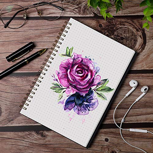 XYark Dot Grid Notebook Spiral, Flower A5 Dotted Bullet Grid Journals Bulk, 100GSM Thick Paper Travel Journal Set, Hard Cover, Wirebound Diary Planner, 75 Sheets per Book, 5.7x8.3 inch, 3 Pack