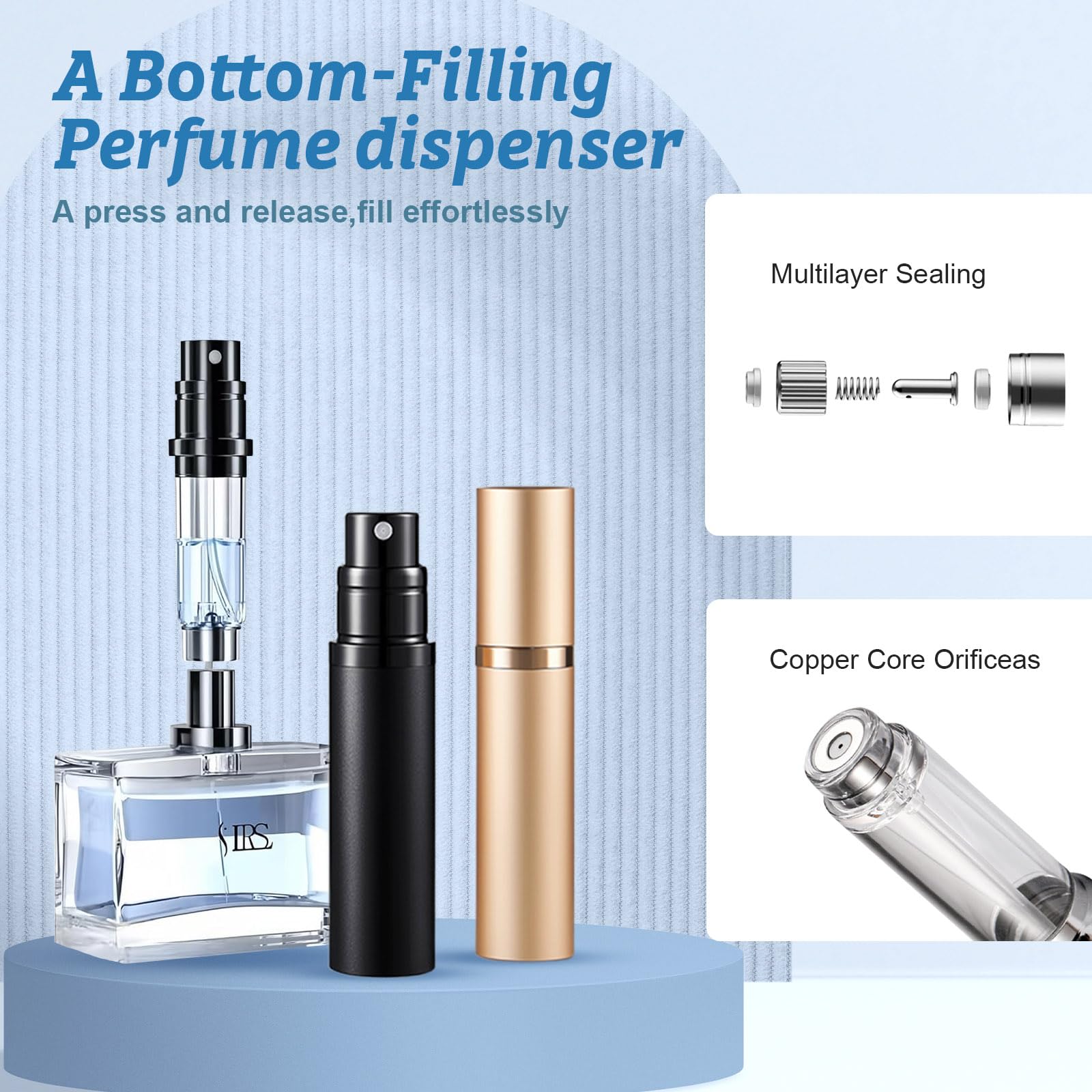 D-LOTUS Travel Mini Perfume Atomizer Bottle Refillable, Cologne Sprayer Atomizer Dispenser, Portable Scent Pump Case Empty Sprayer Bottles 5ml - Black