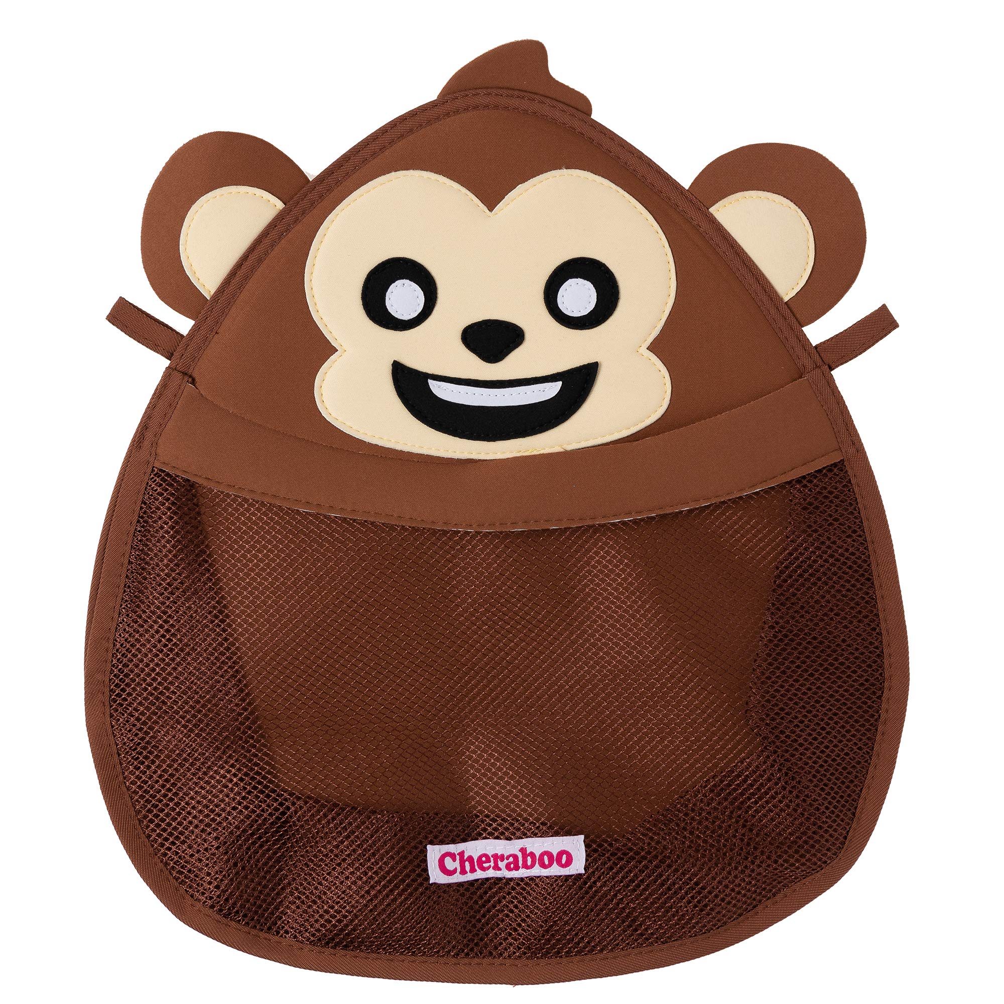 Bath Toy Storage Mary Monkey by Cheraboo| Kids, Toddlers, Baby Bath Organizer | Tub, Bathtub, Bathroom Toy Holder | Quick Dry net, Two Suction Cups | Shower Caddy Mesh Basket (Brown)