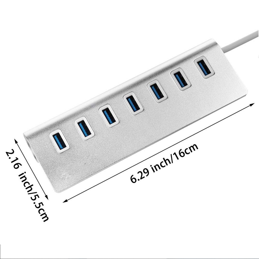 USB Hub, USB3.0 Splitter Docking Station with 7 Port for PC, Laptop, Keyboard, Mouse, Hard Disk Drive, Plug and Play
