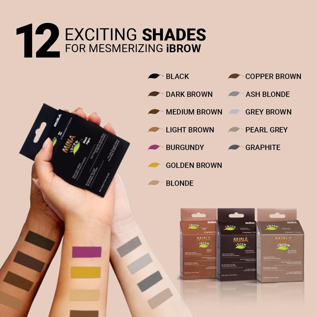 MinaiBrow Tinting Kit | Natural Spot Coloring Powder, Smudge Proof Formula | Instant Multi-Shade Brows (Dark, Light & Medium Brown)