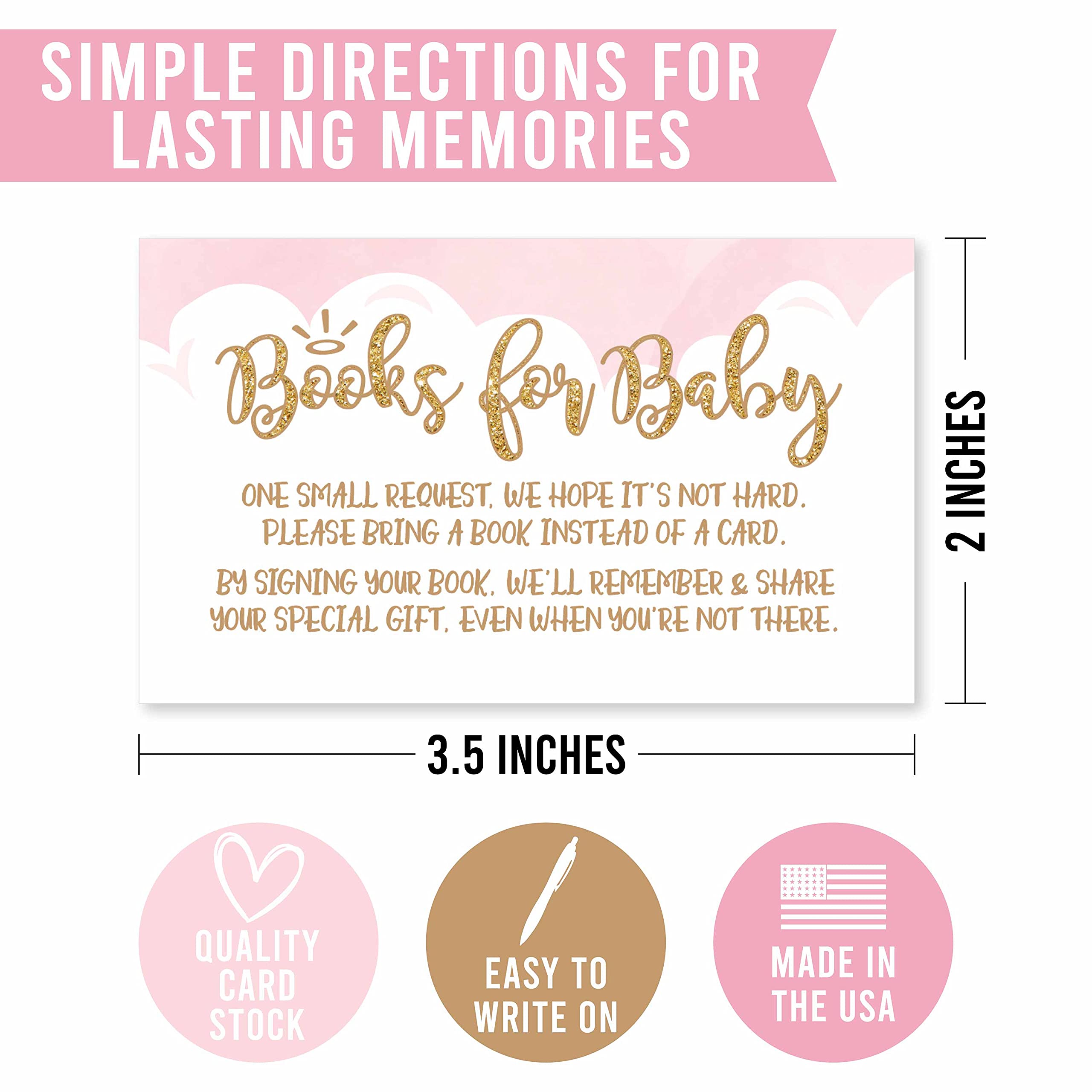 Hadley Designs - Heaven Sent Baby Shower Invitation Inserts, Book Request Baby Shower Guest Book Alternative, Bring A Book Instead Of A Card, Baby Shower Book Request For Girls - 25 Set