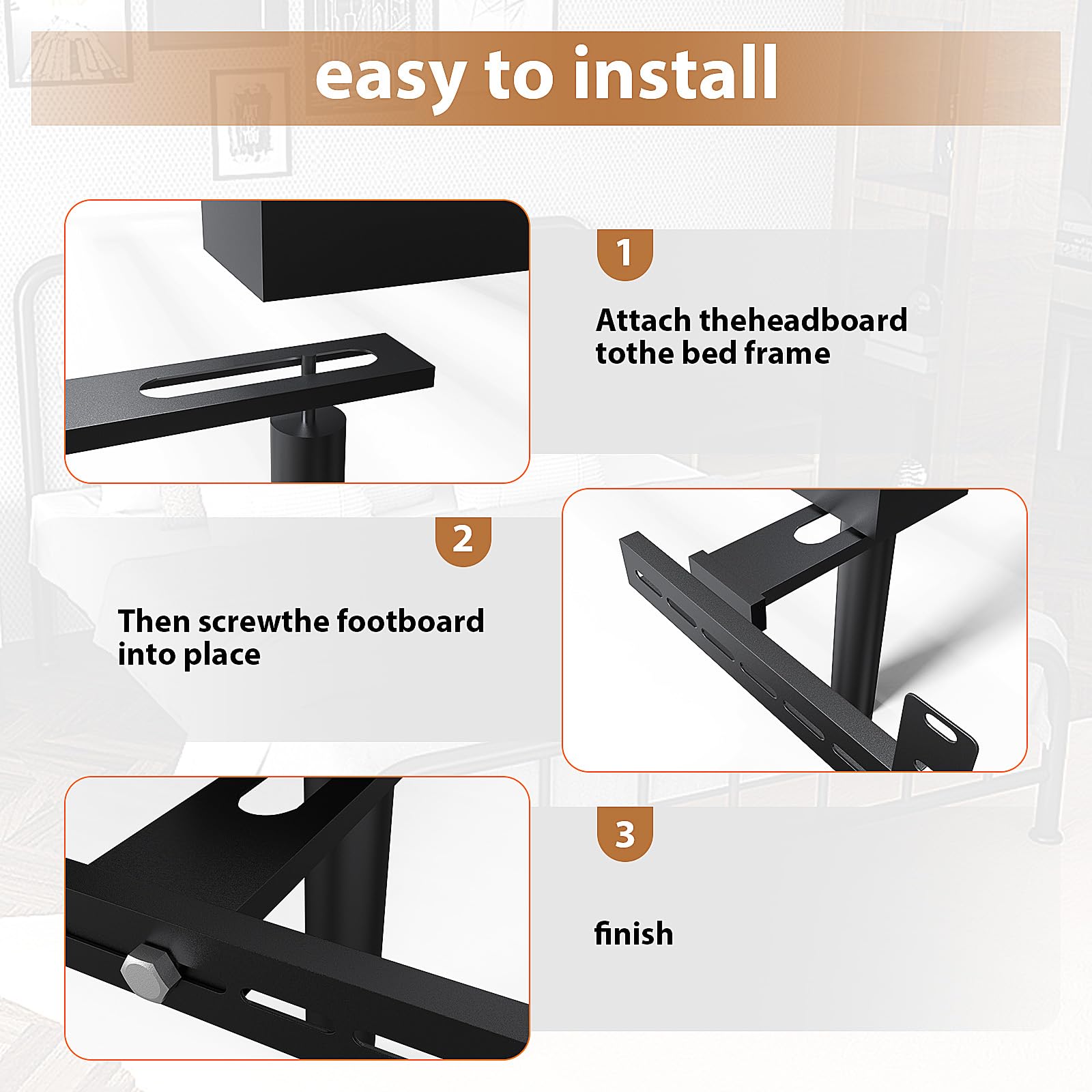 Adjustable Bed Headboard Brackets,Universal Headboard Brackets for Adjustable Bed Base,Adjustable Bed Headboard Kit,Adjustable Bed headboard kit Hardware(Black)