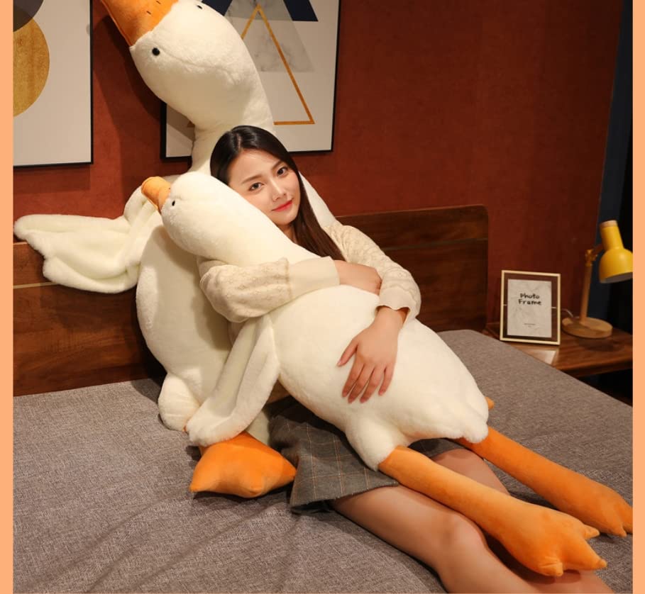 BXEBUI Giant White Goose Stuffed Animal, Very Big Huge Goose Plush Pillow Toy, Cute Duck Plush Throw Pillow (20 in)