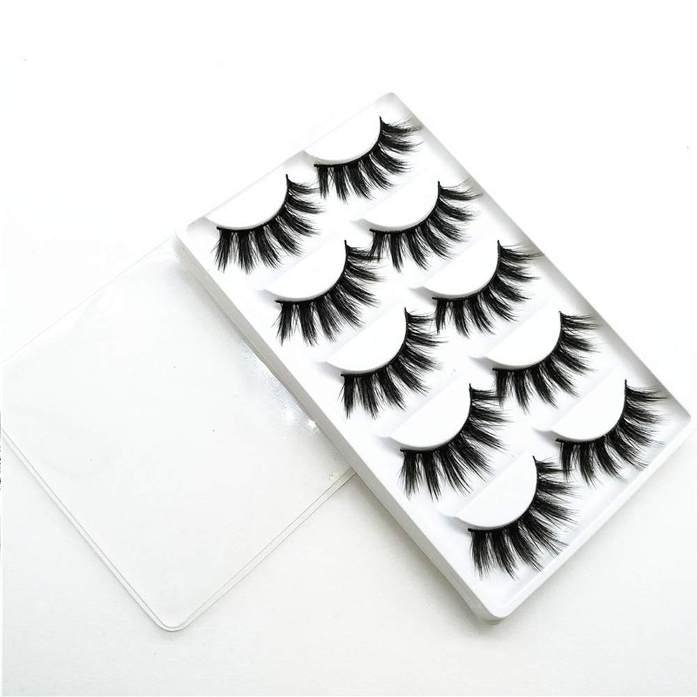 GGOKOK False Eyelashes 3D Faux Mink Eyelashes Handmade Luxurious Volume Fluffy Natural False Eyelashes Fluffy Long Soft Reusable Eyes Lashes Dramatic Eyelashes 5 Pairs