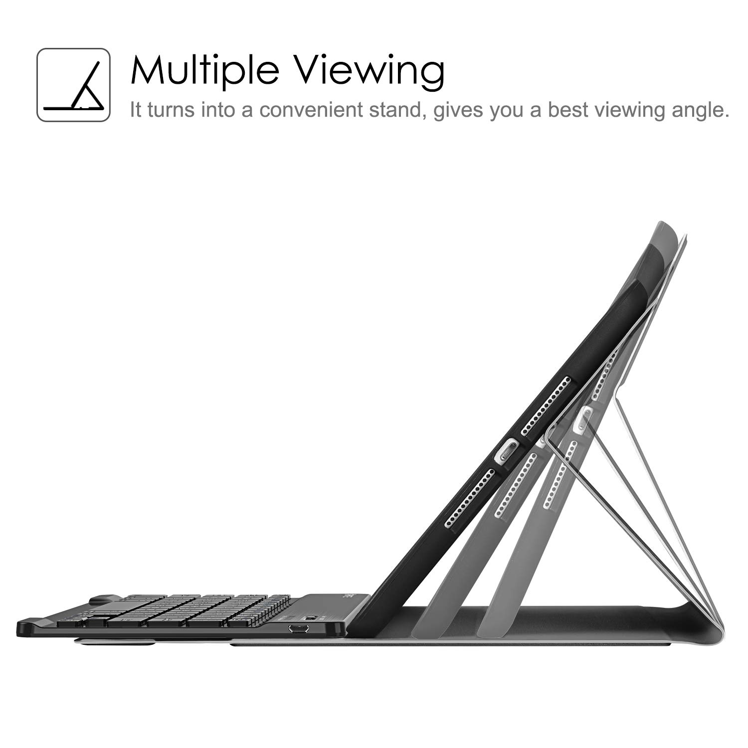 FINTIE Keyboard Case for iPad 6th / 5th Generation (2018/2017), iPad Air 2 / Air 1 (9.7 Inch) - [Built-in Pencil Holder] Soft TPU Back Cover w/Magnetically Detachable Keyboard, Black