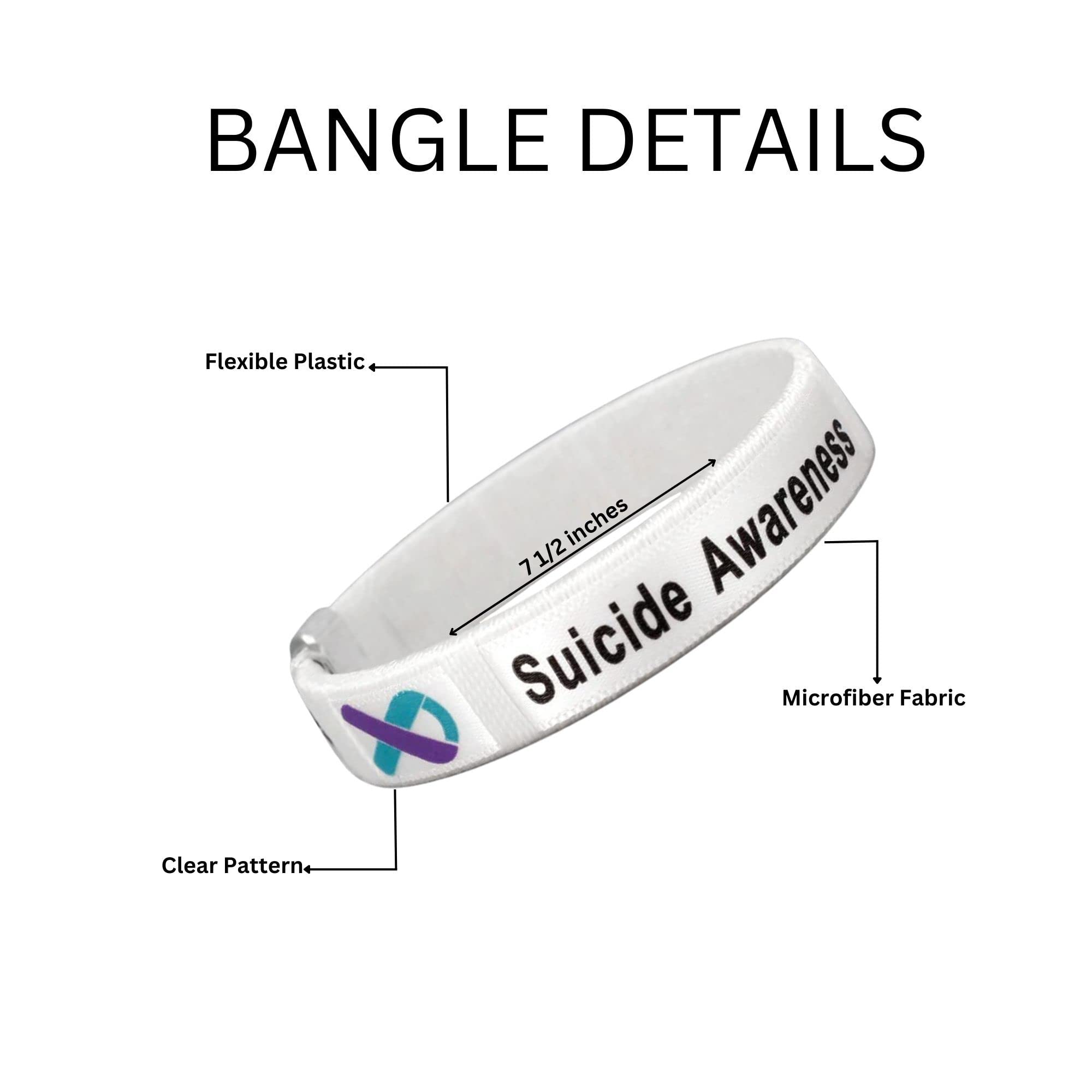 25 Pack Suicide Awareness Bangle Bracelets - Wholesale Bracelets for Suicide Awareness
