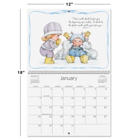 2024 Blessed Are Ye Wall Calendar, 12-Inch x 9-Inch Size Closed, 18-Inch Size Open, Large Bookstore-Quality, Spiral-Bound Hanging Monthly Wall Calendars for Kitchen & Office, by Current