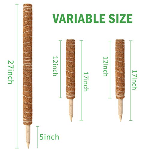 Moss Pole, Augshy 27 Inch Moss Poles - 2Pcs 17 Inch Moss Pole for Plants Monstera Indoor Climbing Plants Pole for Potted Plants Indoor