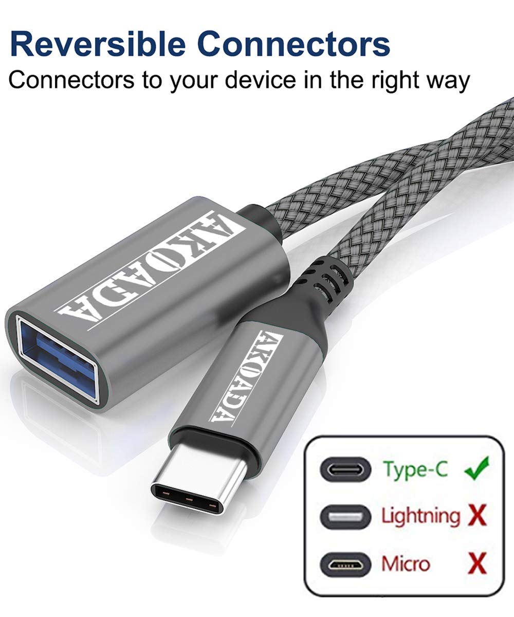 USB C to USB 3.0 Adapter (6.6ft),USB Type C Male to USB 3.0 Female OTG Cable Thunderbolt3 to USB Adapter Compatible with iPhone 16 Pro Max/16 Plus/16/15, iPad MacBook Pro/Air 2023, Galaxy S24/S23/S22