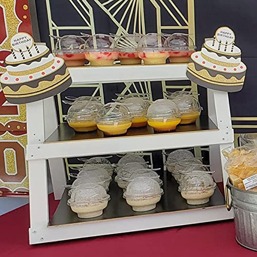 ALMOXVYE 100 Pack 5 oz Cups with Dome Lids, Plastic Clear Cups Disposable Dessert Cups Ice Cream Cups for Dessert, Cupcake, Salad, Fruit