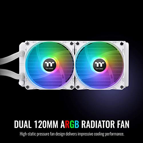 Thermaltake TH240 ARGB Snow Edition AM5/AMD/Intel LGA1200 Ready All-in-One Liquid Cooling System 240mm High Efficiency Radiator CPU Cooler CL-W301-PL12SW-A, White