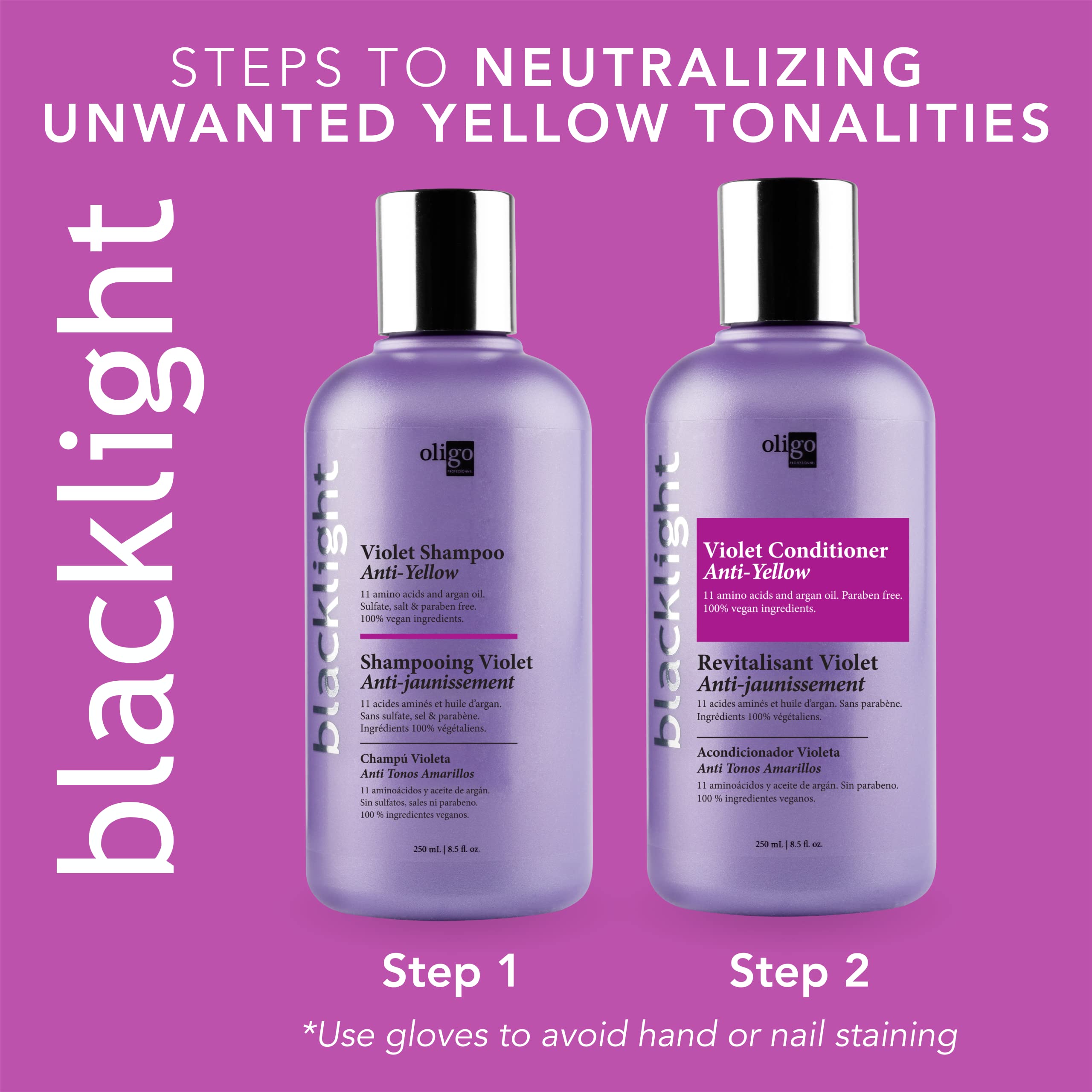 Oligo Professionnel - Blacklight Violet Conditioner - Purple Conditioner for blondes - Vegan - Eliminate Yellow Tones - Refresh Faded Highlights - Argan oil - Hydrating Formula - 8.5oz
