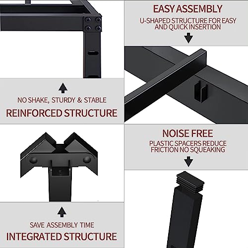 ALDRICH Metal Bed Frame Queen Size - 16 Inch Tall Black Basic Anti Squeak Steel Slats Platform, Easy Assembly Heavy Duty Noise Free Bedframes, No Box Spring Needed