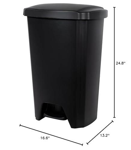 BCWYO 12.1 Gallon Trash Can, Plastic Step On Kitchen Trash Can, Black