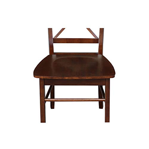 International Concepts 36" Round Top Pedestal Ext Table With 12" Leaf And 4 X-Back Chairs, Espresso