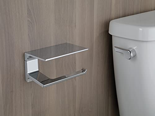 Delta Faucet 79956 Pivotal Wall Mounted Single Post Toilet Paper Holder with Shelf in Polished Chrome, Bath Accessories