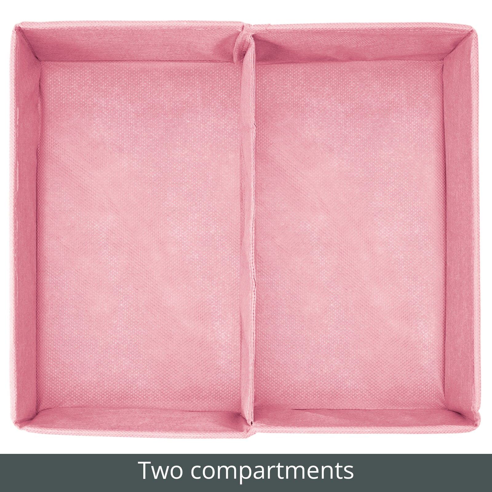 mDesign Fabric Drawer Organizer Bin Dividers for Kids/Baby Nursery Dresser, Closet, Organization - Bins Hold Clothes, Diapers, Cream, Toy, Blankets - Pink Herringbone