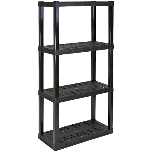 Koolatron Oskar 4-Tier Storage Shelf, Heavy Duty Shelving Unit, 400lbs(14 x 30 x 57 inch), Multipurpose Organizer for Garage, Laundry Room, Utility Shed, Made in North America, Black