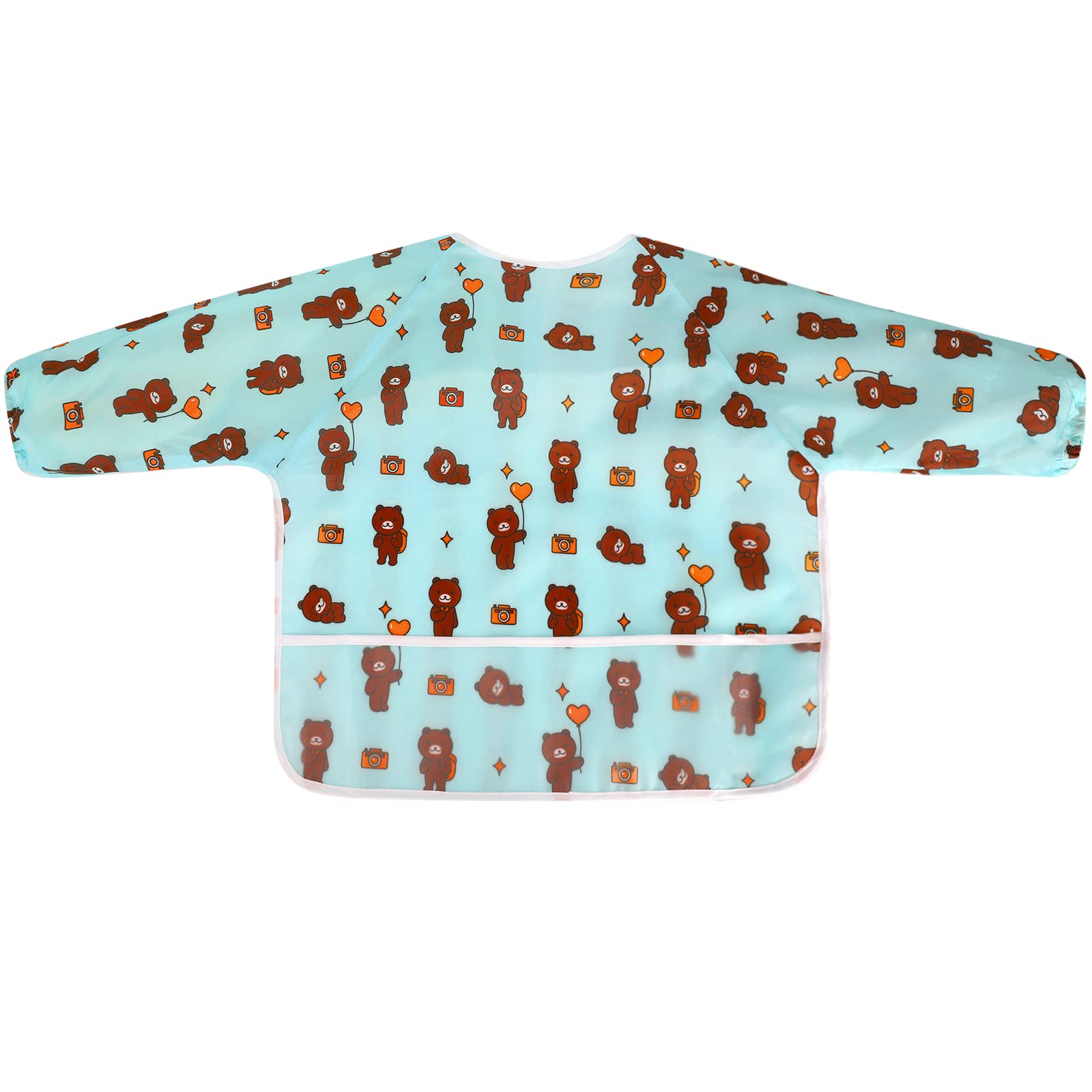 Accmor 4 Pcs Baby Long Sleeve Bibs, Waterproof Baby Bibs with Pocket, Toddler Sleeved Bib, Baby Smock for Eating Feeding, 24-36 Months