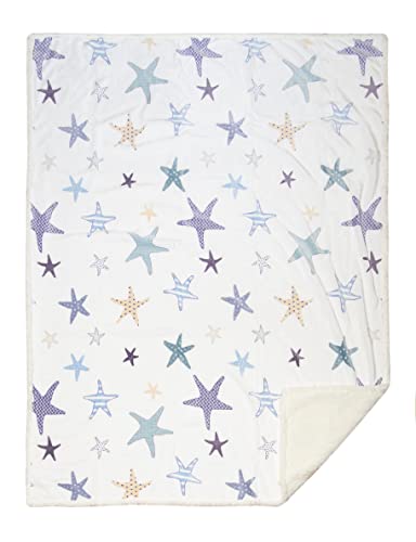 Carstens Starfish Coastal Plush Sherpa Throw Blanket 54" x 68", White