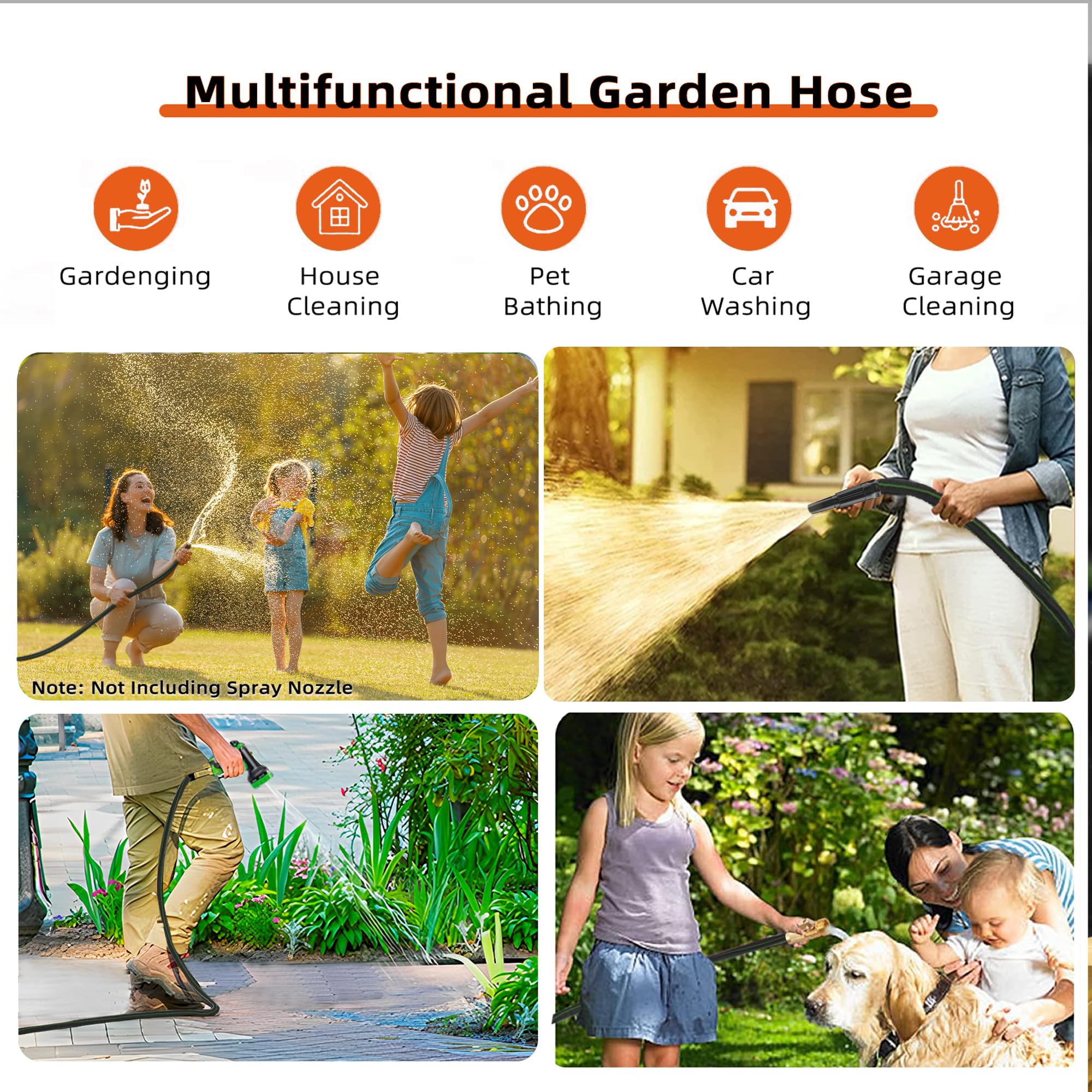 50 ft Non-Expandable Garden Hose - All New 2024 Leak-Proof Technology Water Hose with 3/4" Solid Brass Fittings,Extra Strength Fabric - Ultra Lightweight,Flexible,Durable,Kink-Free, RV,Marine & Camper