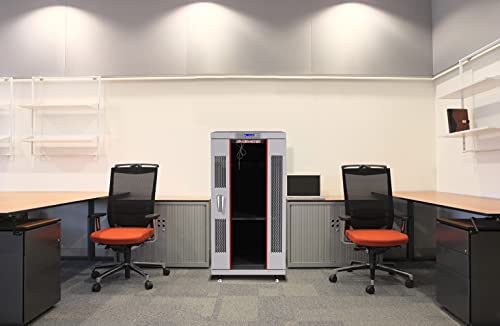 Sysracks 22U 35 Inch Deep Grey White Server Rack IT Network Data Rack Cabinet Enclosure Fully Lockable on Wheels - LCD Screen - Ventilation System - PDU - Glass Door - Rich Accessories Kit