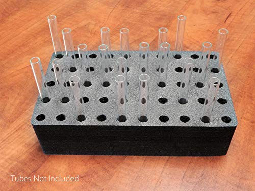 Polar Whale Test Tube Rack Black Foam Storage Rack Organizer Stand Transport Holds 50 Tubes Fits up to 10mm Diameter