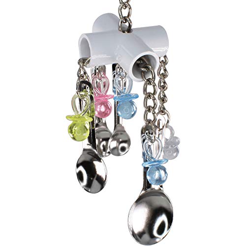 Bonka Bird Toys 2001 Spoon Clacker Durable Stainless Steel Pull Parrot Parrotlet Quaker Cockatiel