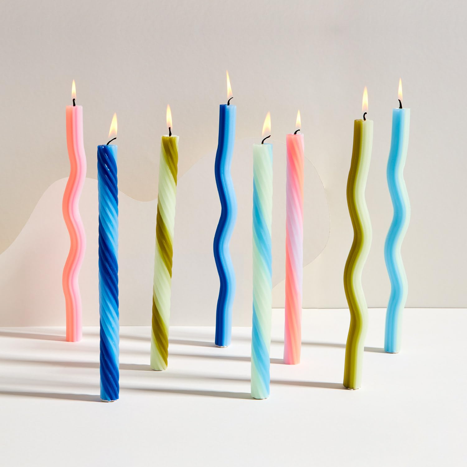 Wiggle Candles (2 Pack) - Joyful Dancing Design Taper Candlesticks | Bright Colors | 7/8β diam x 11β Length | Designed by Lex Pott | Made in USA (Orange)