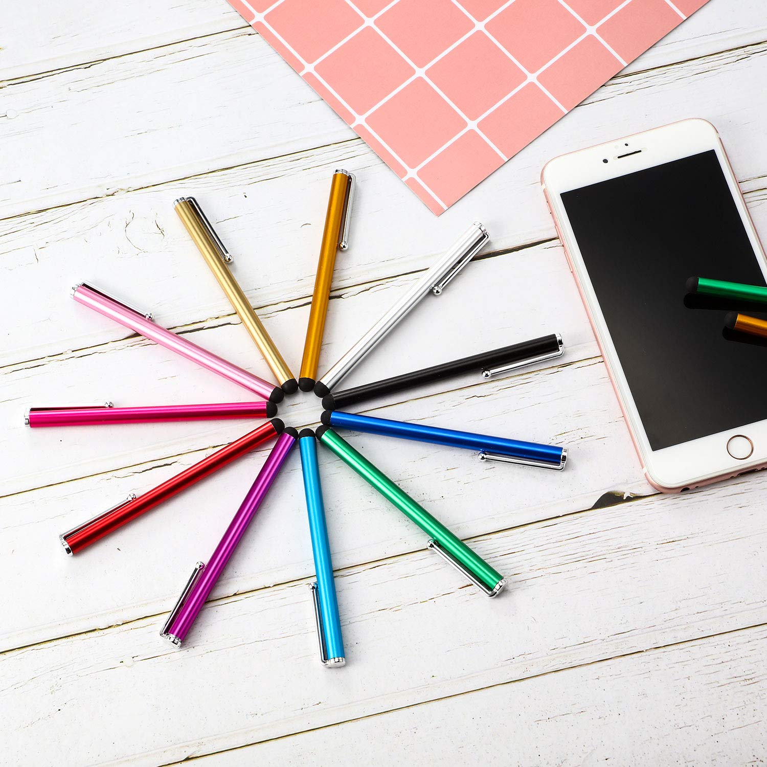 Outus 100 Pieces Stylus Pen Slim Touch Screen Stylus Universal Capacitive Digital Pen Compatible with iPad, iPhone, Samsung, Tablet, Most Devices with Capacitive Touch Screen, 10 Colors