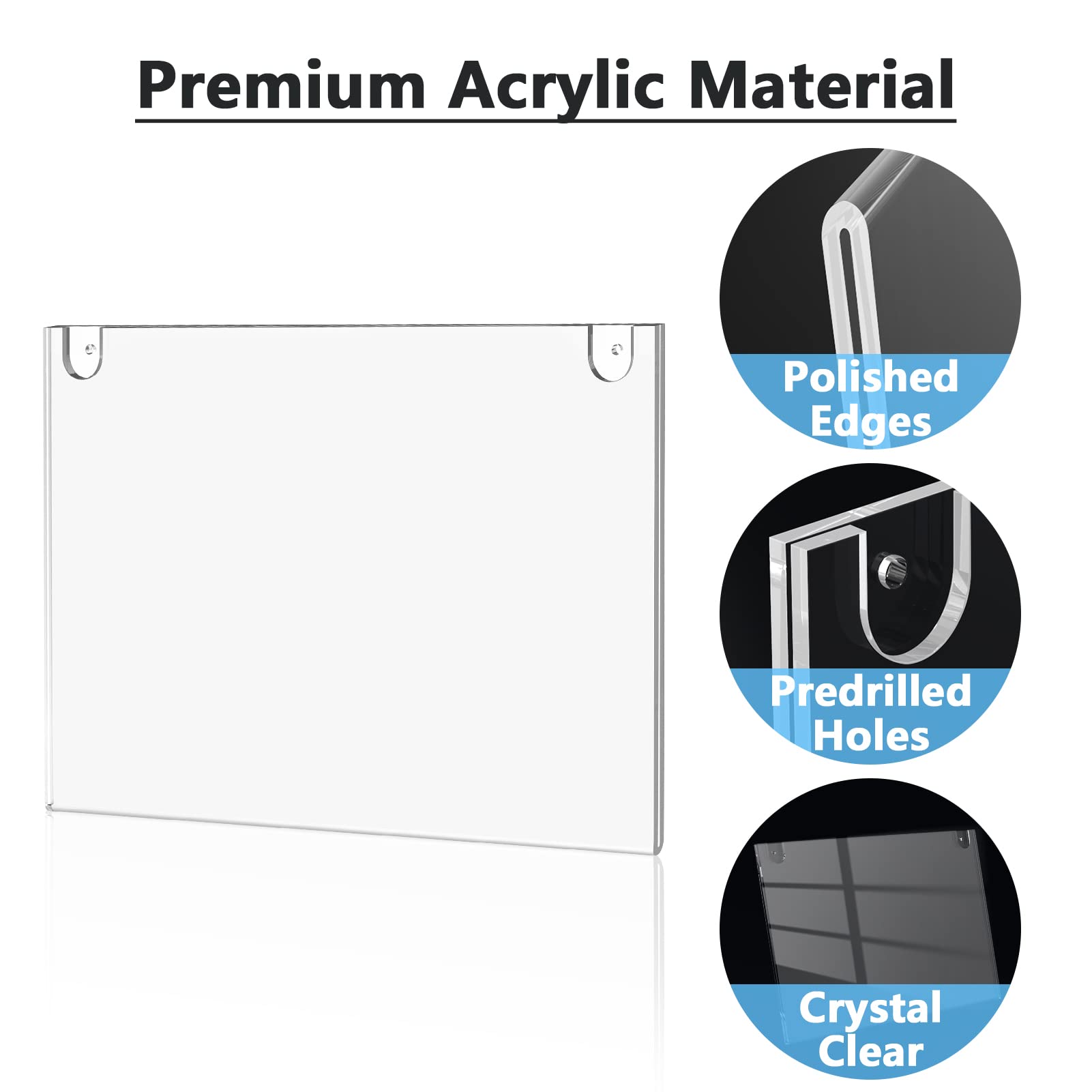 MaxGear Acrylic Sign Holder 11 X 17 Wall Mount Sign Holder Clear Plastic Picture Frames with 3M Tape Adhesive and Screws for Office, Home, Store, Restaurant - Landscape, 6 Pack